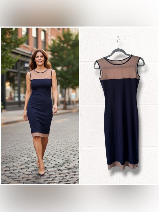 Norma Kamali | Dresses | Norma Kamali Everlast Navy Sheath Dress With ...